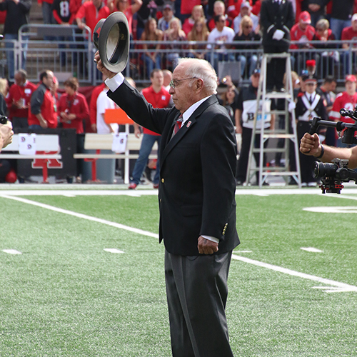 Earle Bruce dots “i” in Script Ohio before Ohio State-Rutgers game ... Earle Bruce dots “i” in Script Ohio before Ohio State-Rutgers game ...